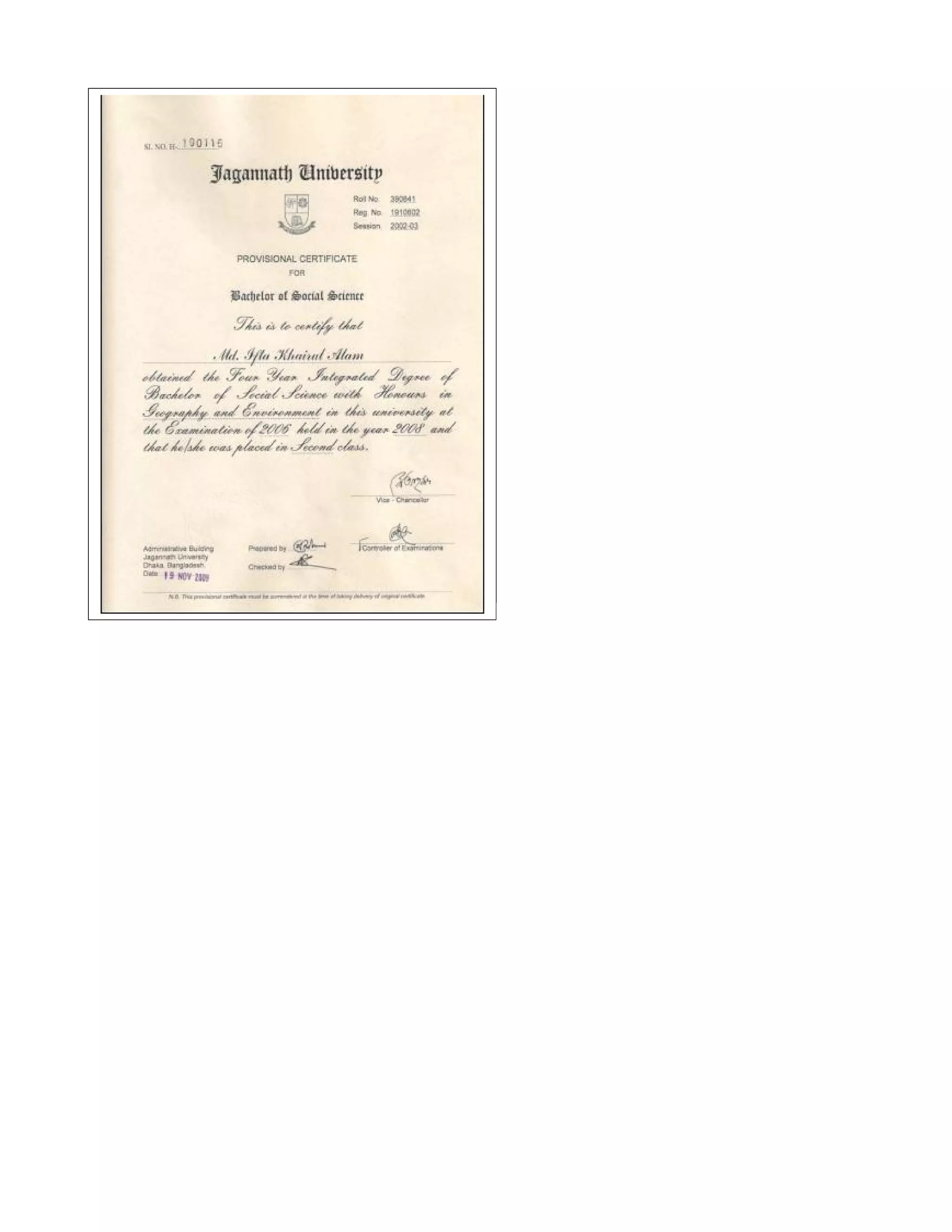 University certificate | DOC