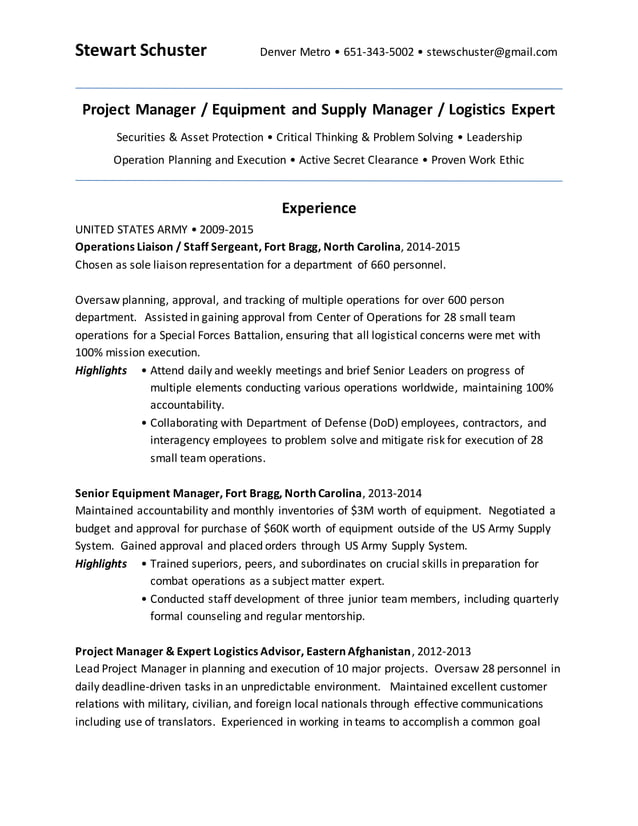 Stewart Schuster general Resume | PDF