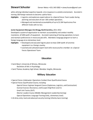 Stewart Schuster general Resume | PDF