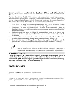 Comprehensive Guide to Job Analysis, Design, and Quality of Work Life ...