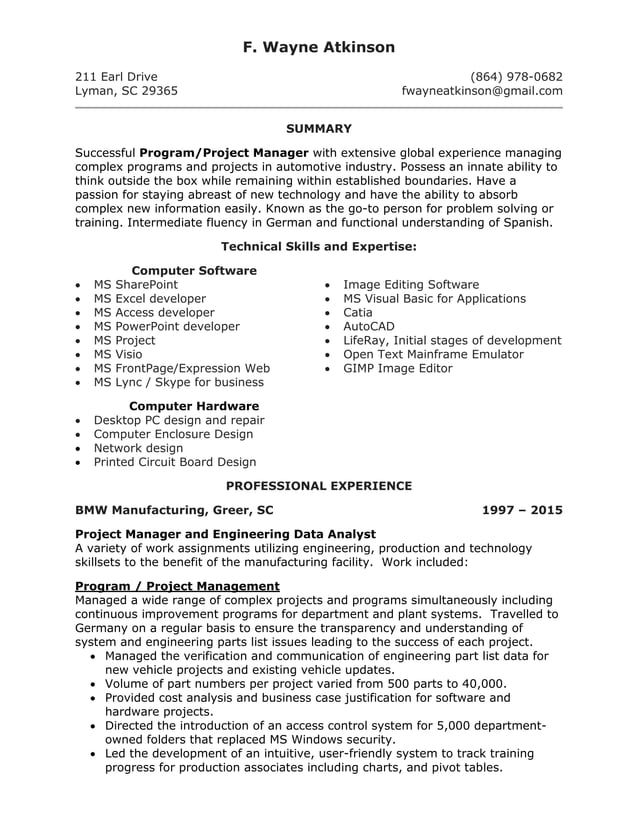 Wayne_Atkinson_Resume_1May16 | PDF