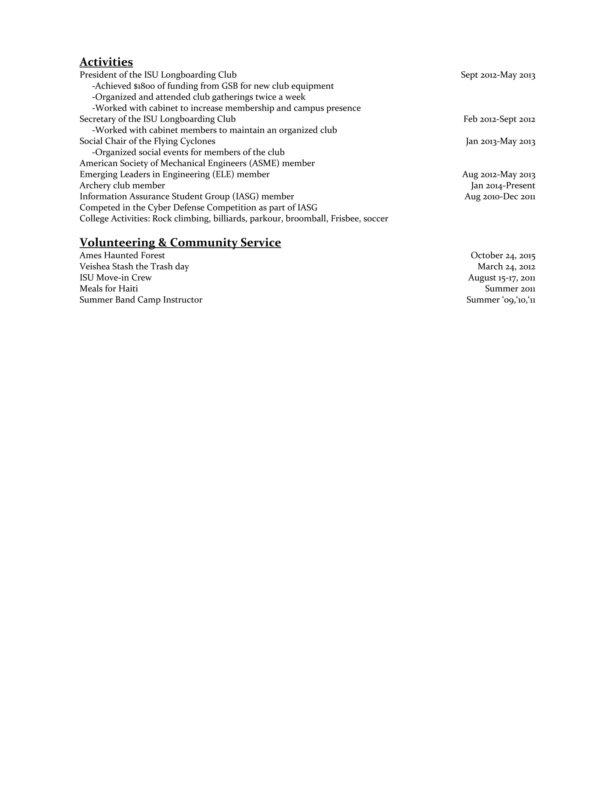 Resume Fall 2015 | PDF