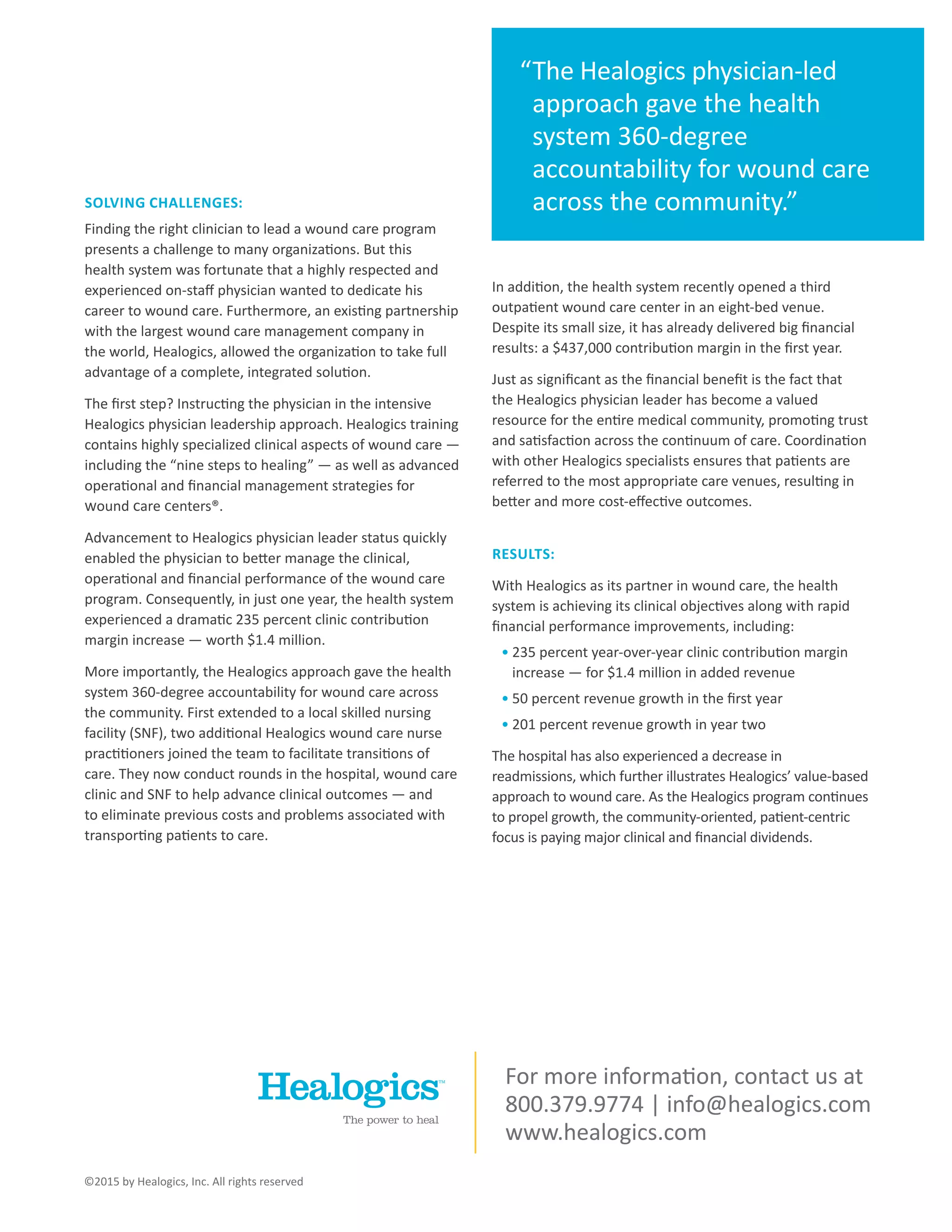 Case Study - Healogics Growth Through Care Continuity | PDF