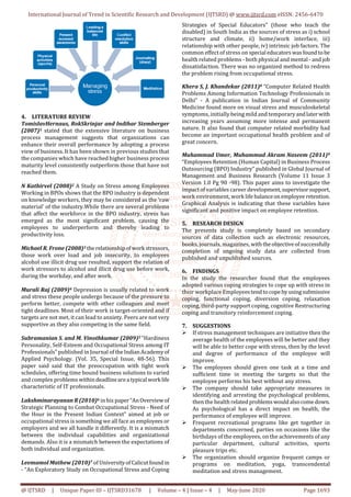 Job Stress Management Practices among Employees in Bpo Sector | PDF