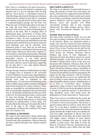 Nasya Karma in Relation to Anidra W.S.R to Insomnia | PDF