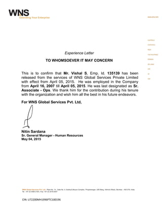 Experience Letter_ 135139 | PDF
