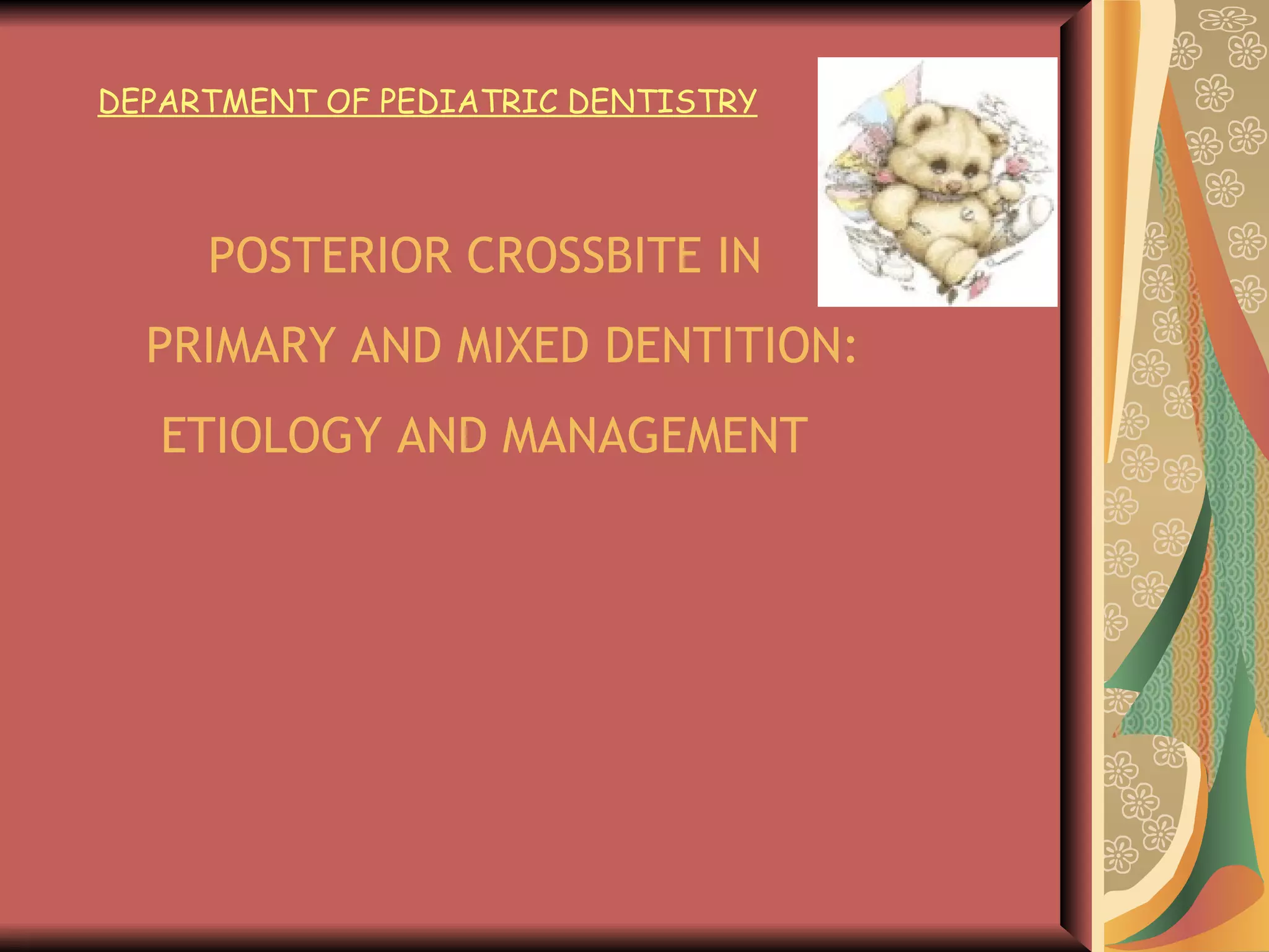 posterior crossbite in primary and mixed dentition etiology and ...