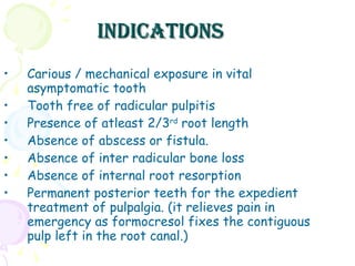 pulpotomy procedures in primary dentition | PPT