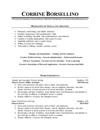 corrine borsellino resume july 2015 | DOCX