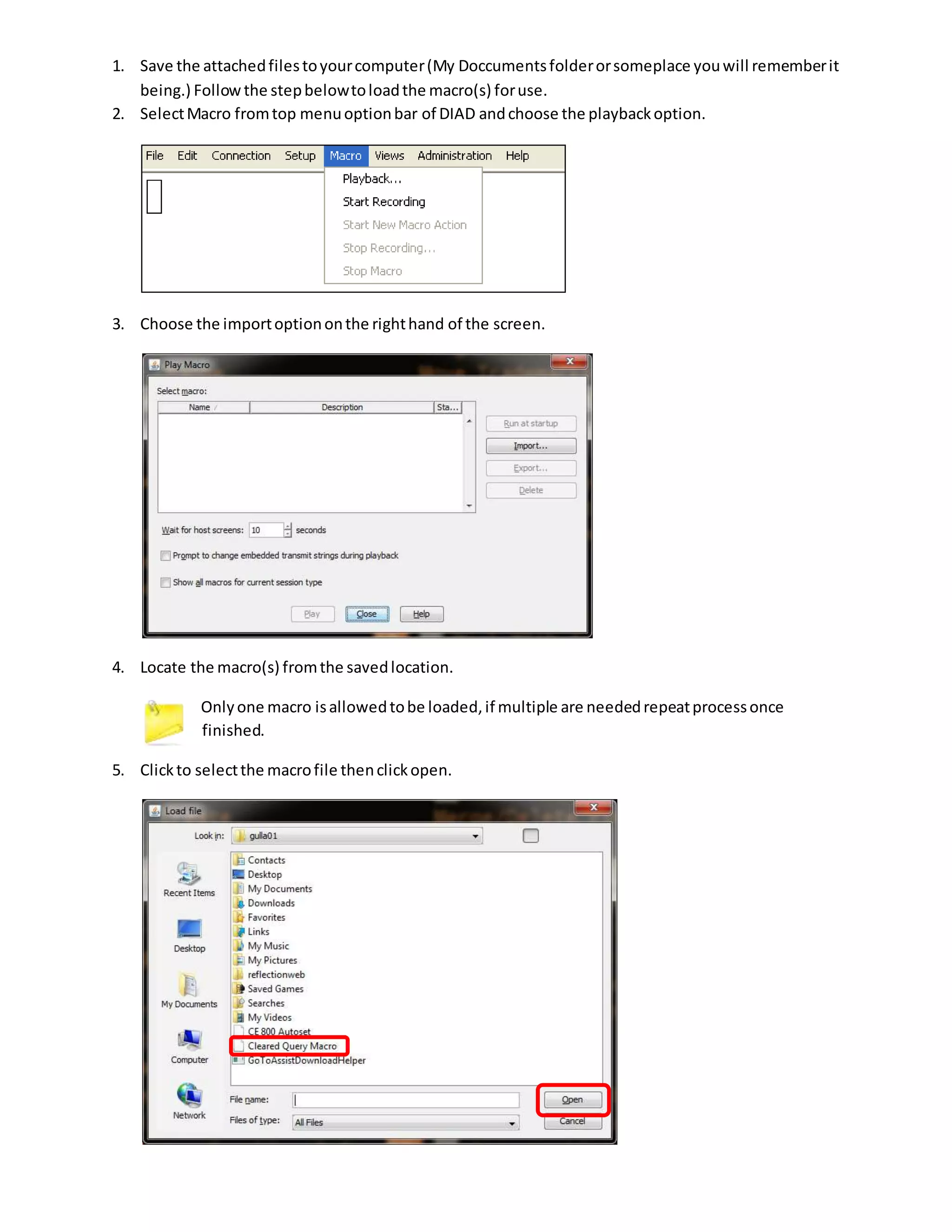 Programming macros for DIAD | DOCX