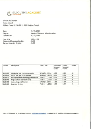MBA diploma and transcript | PDF