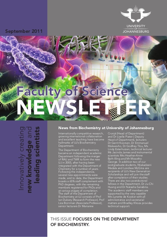 Department of Biochemistry Newsletter September 2011
