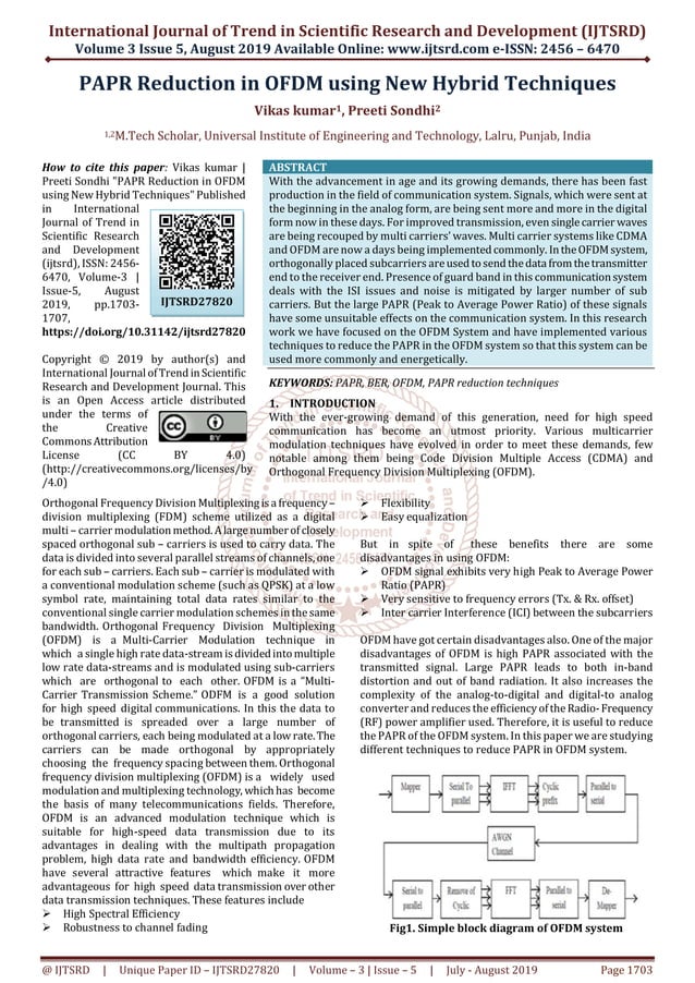 Papr Reduction In Ofdm Using New Hybrid Techniques Pdf
