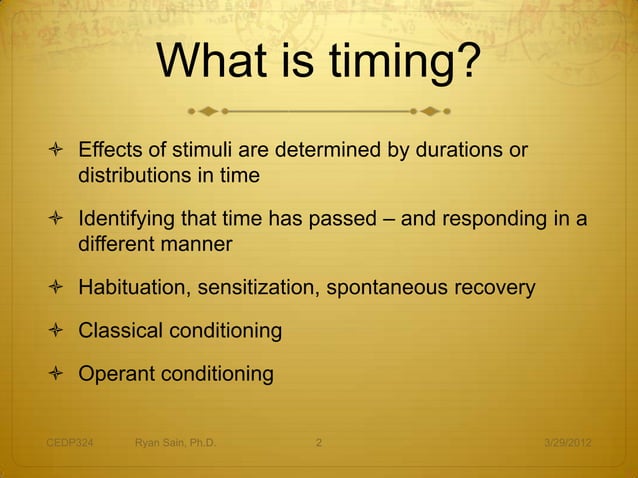 324 12 2 special topics timing | PPTX
