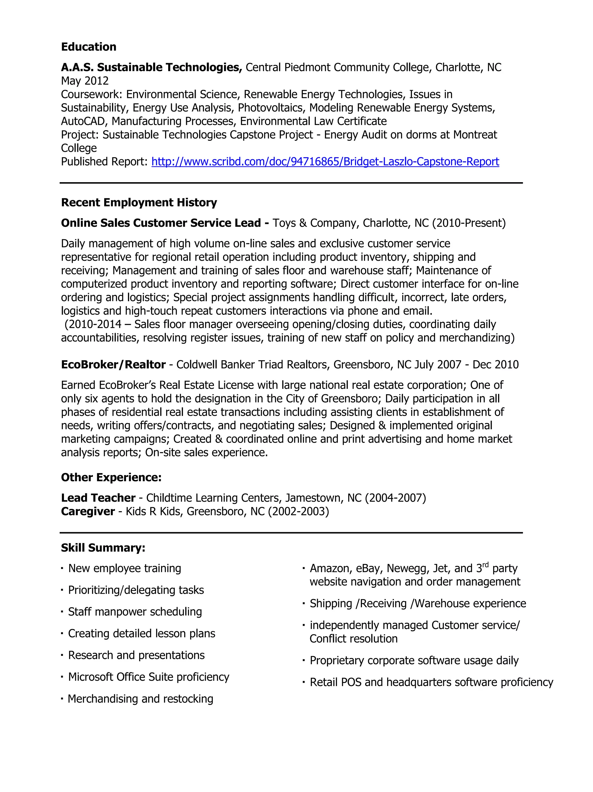 Bridget Laszlo Resume 2016 | PDF