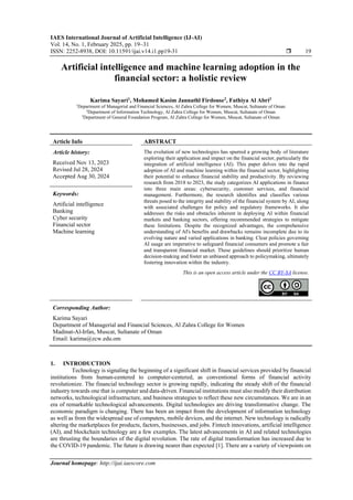 Artificial intelligence and machine learning adoption in the financial ...