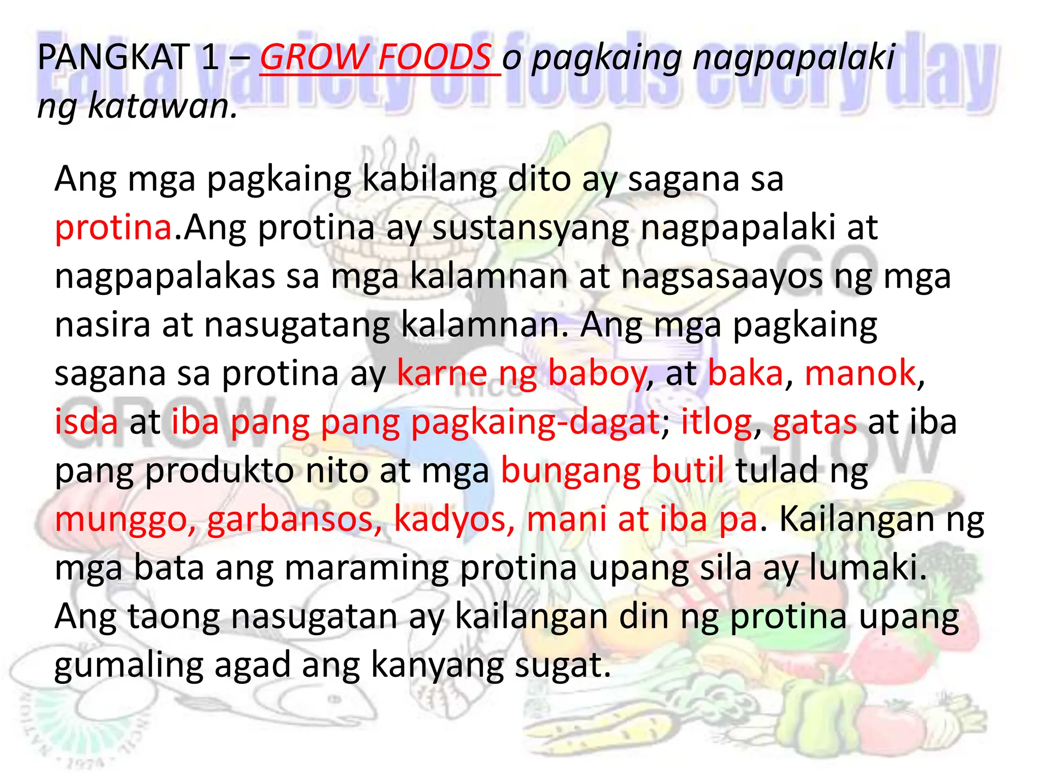 Ang Tatlong Pangkat Ng Pagkain Presentation | PPTX