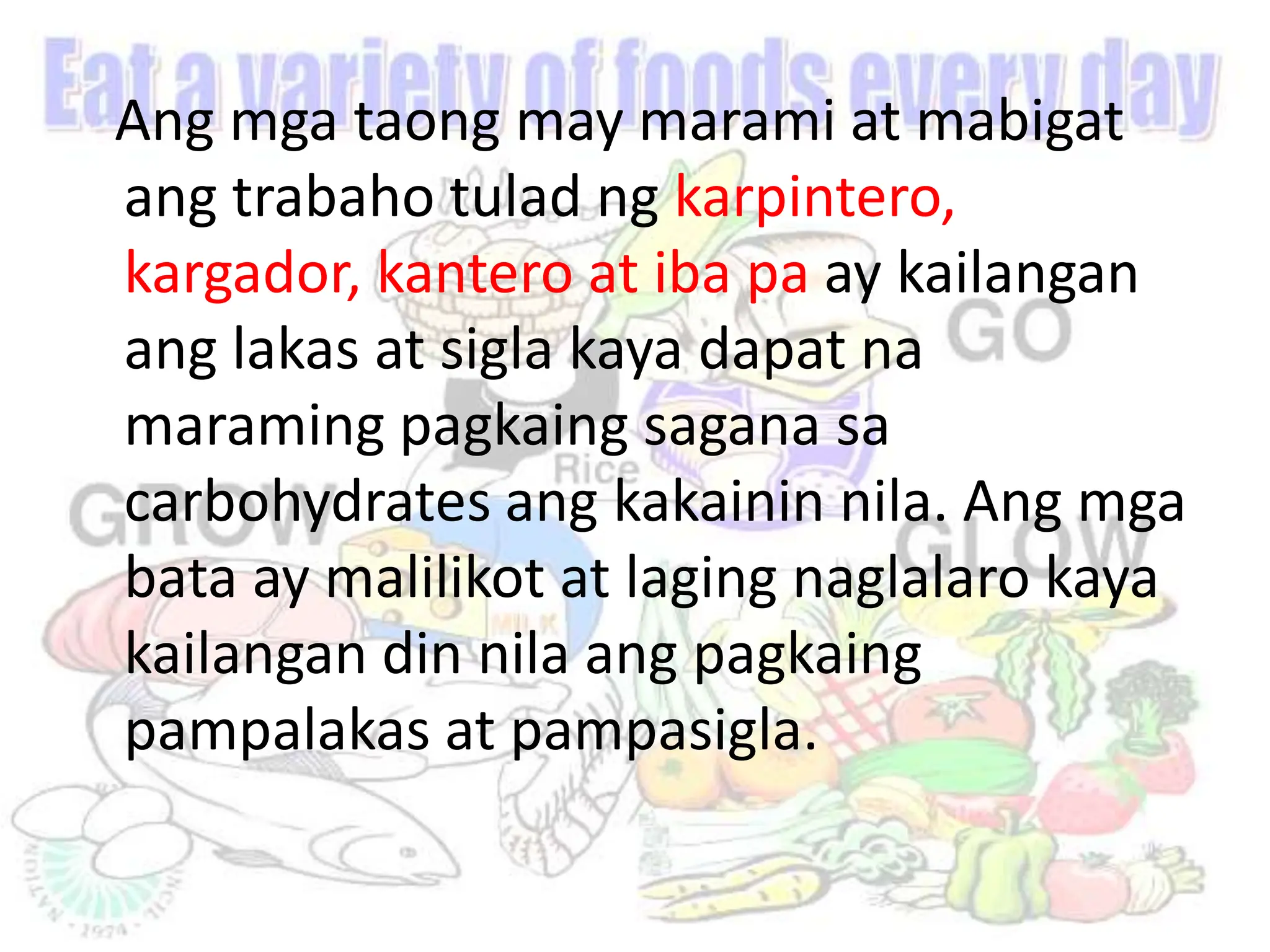 Ang Tatlong Pangkat Ng Pagkain Presentation | PPTX