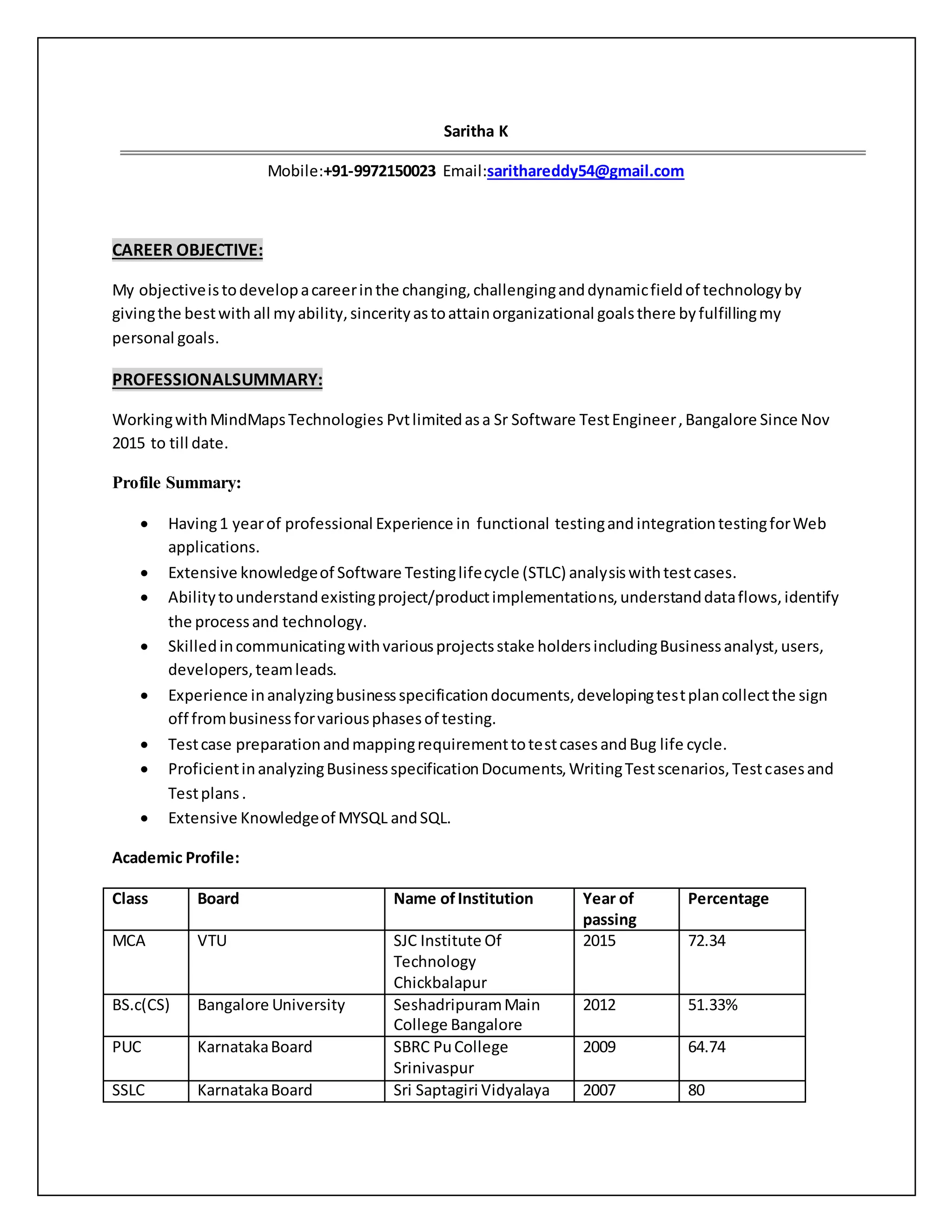 Saritha Resume | DOCX