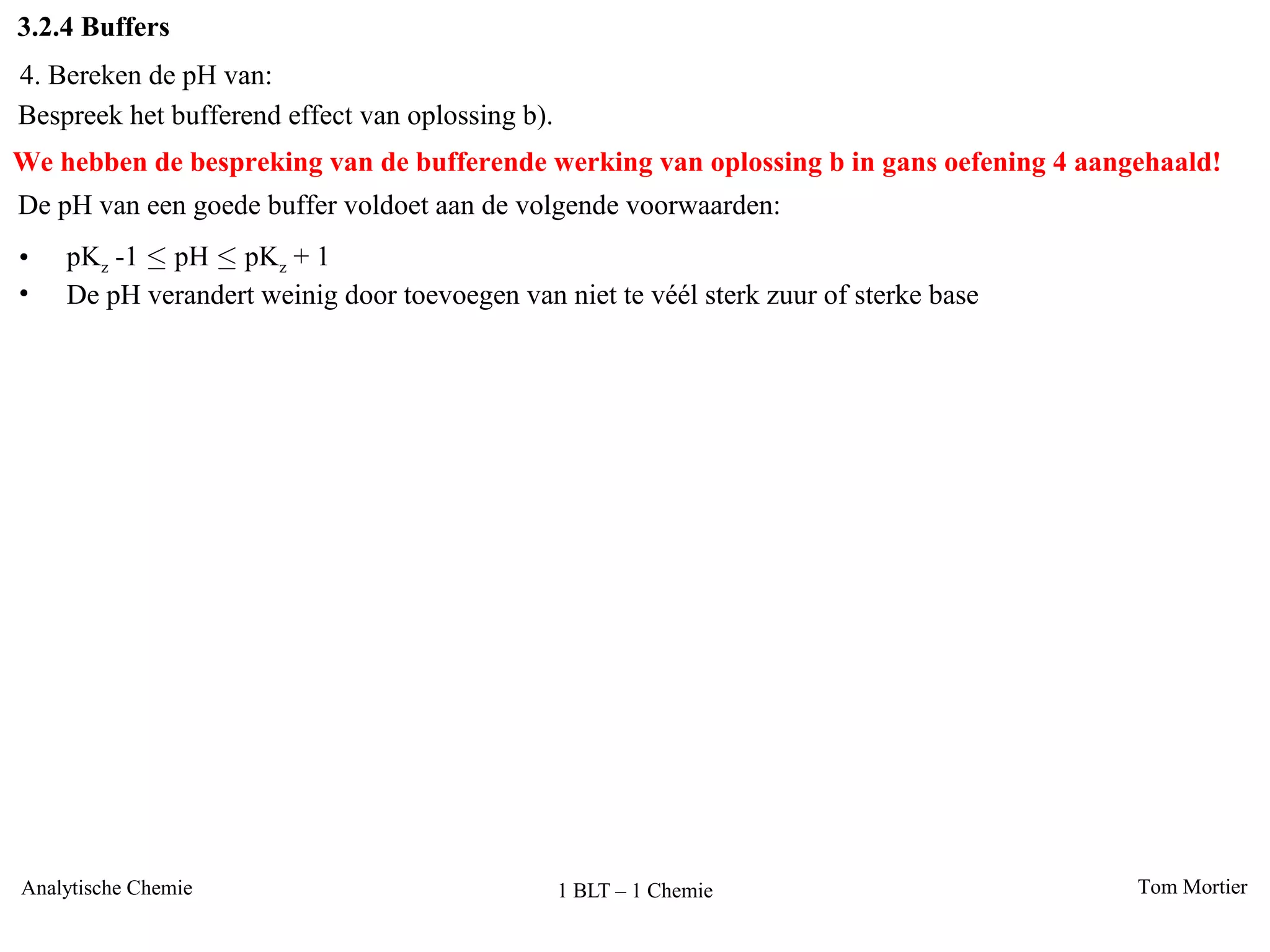Oefeningen op pH-berekeningen van buffers | PPT