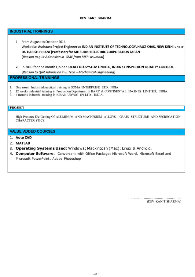 DEV KANT CV FOR ENGINE ROOM CADET wr | PDF