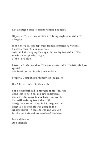 324 Chapter 5 Relationships Within TrianglesObjective To.docx