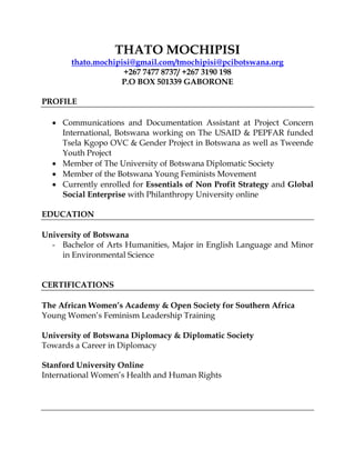 THATO MOCHIPISI CV | PDF