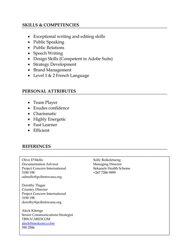 THATO MOCHIPISI CV | PDF | Business | Business and Finance