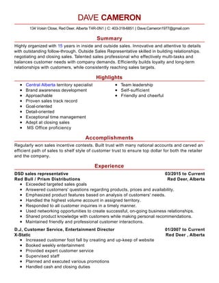 Dave Cameron Resume 1 | PDF
