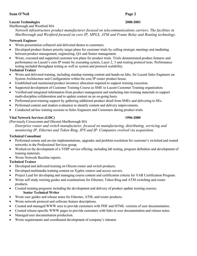 Sean O'Neil - CV | PDF