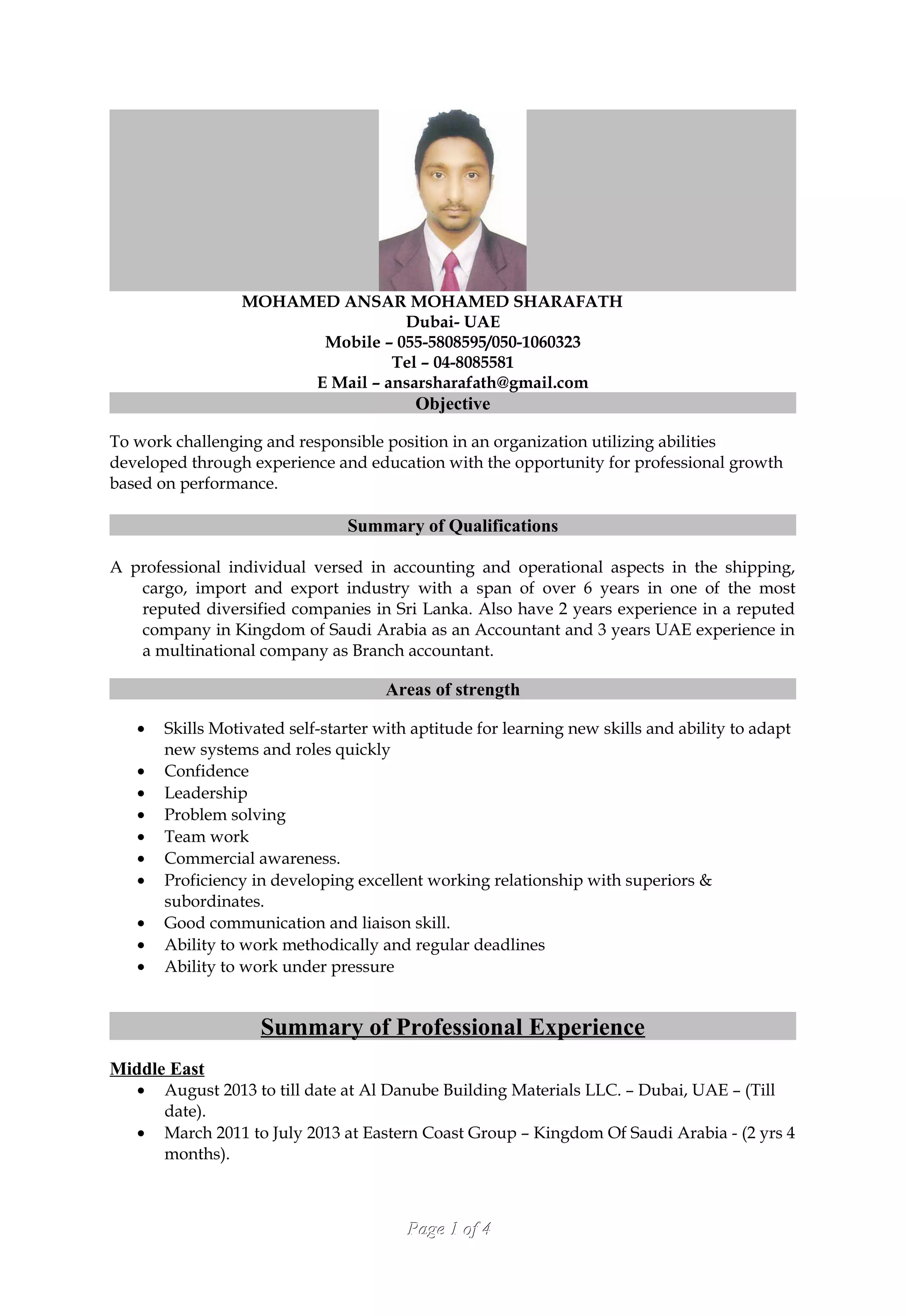 Sharafath's CV | DOC