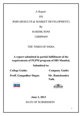 REPORT ON RMD- panel report | PDF