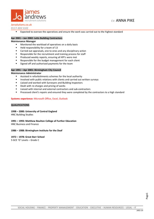 Anna Pike - Current CV | PDF