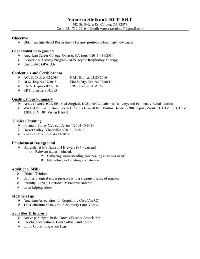 Vanessa Stefanoff Resume 4-22-15 | PDF