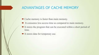 Computer Memory and it types RAM ROM AND CACHE MEMORIES | PPT