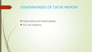 Computer Memory and it types RAM ROM AND CACHE MEMORIES | PPT