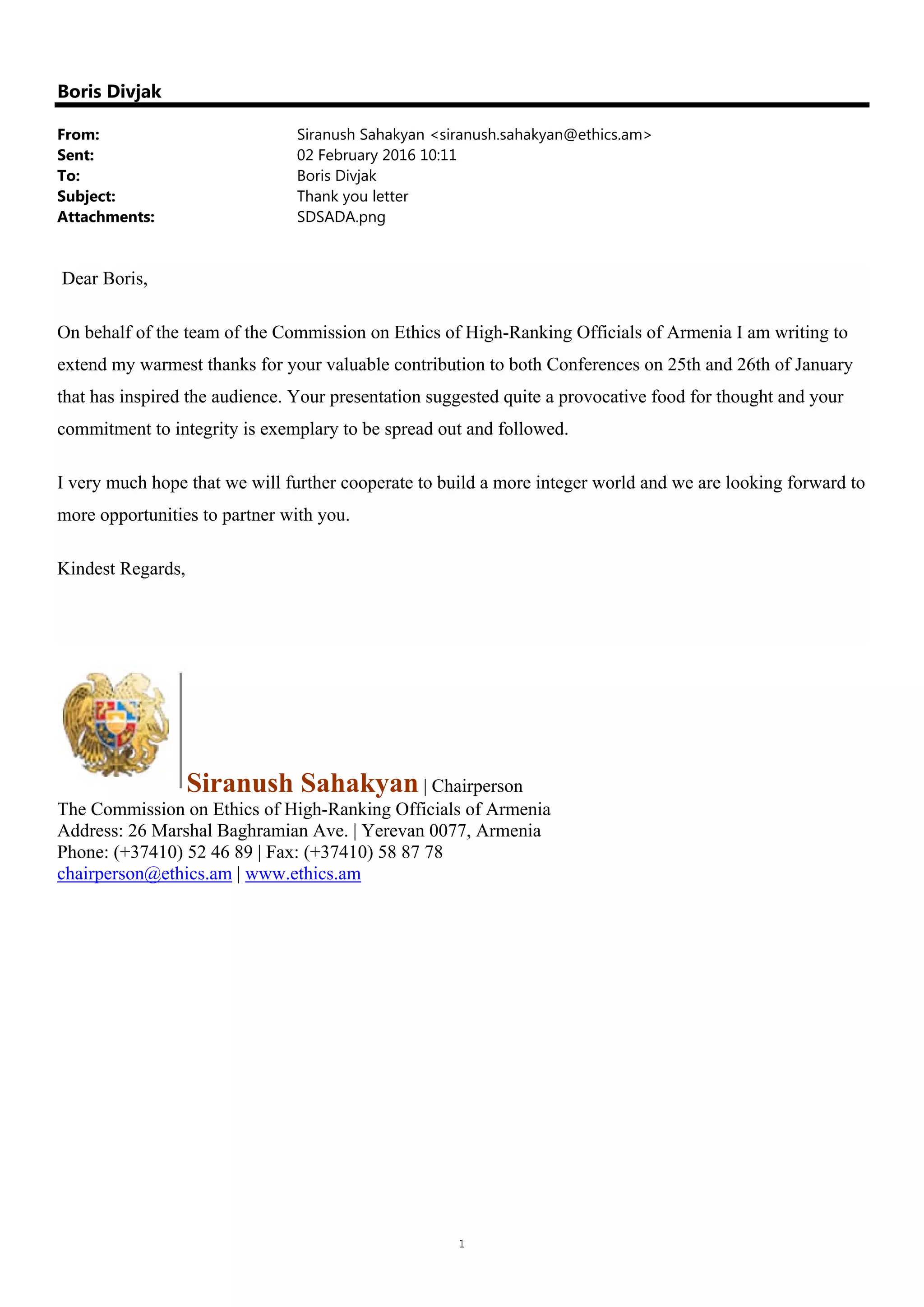ARM thank you letter | PDF