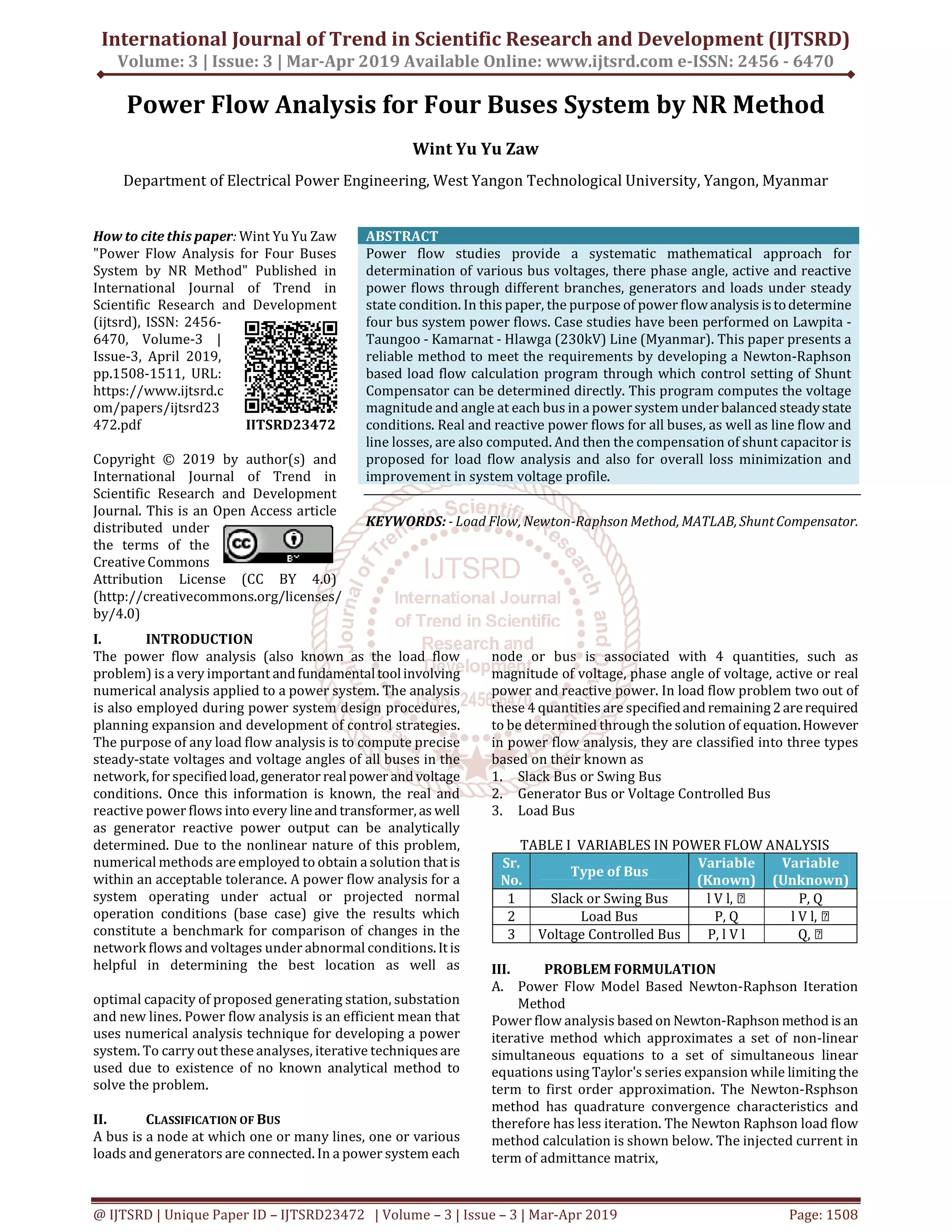 Power Flow Analysis For Four Buses System By Nr Method Pdf