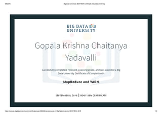 MapReduce and YARN BD0115EN Certificate _ Big Data University | PPT