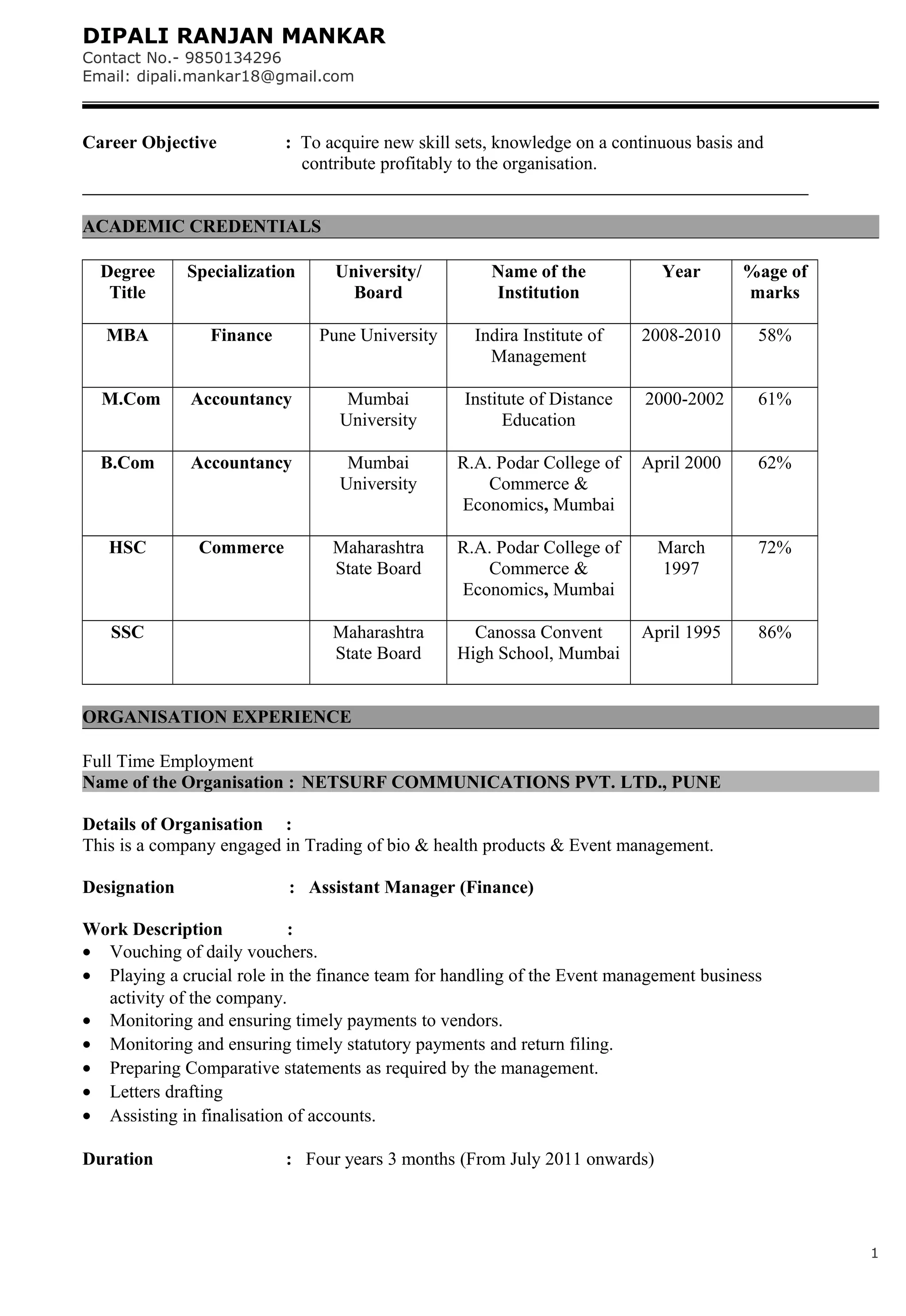 CV_Dipali_Final15 | DOC