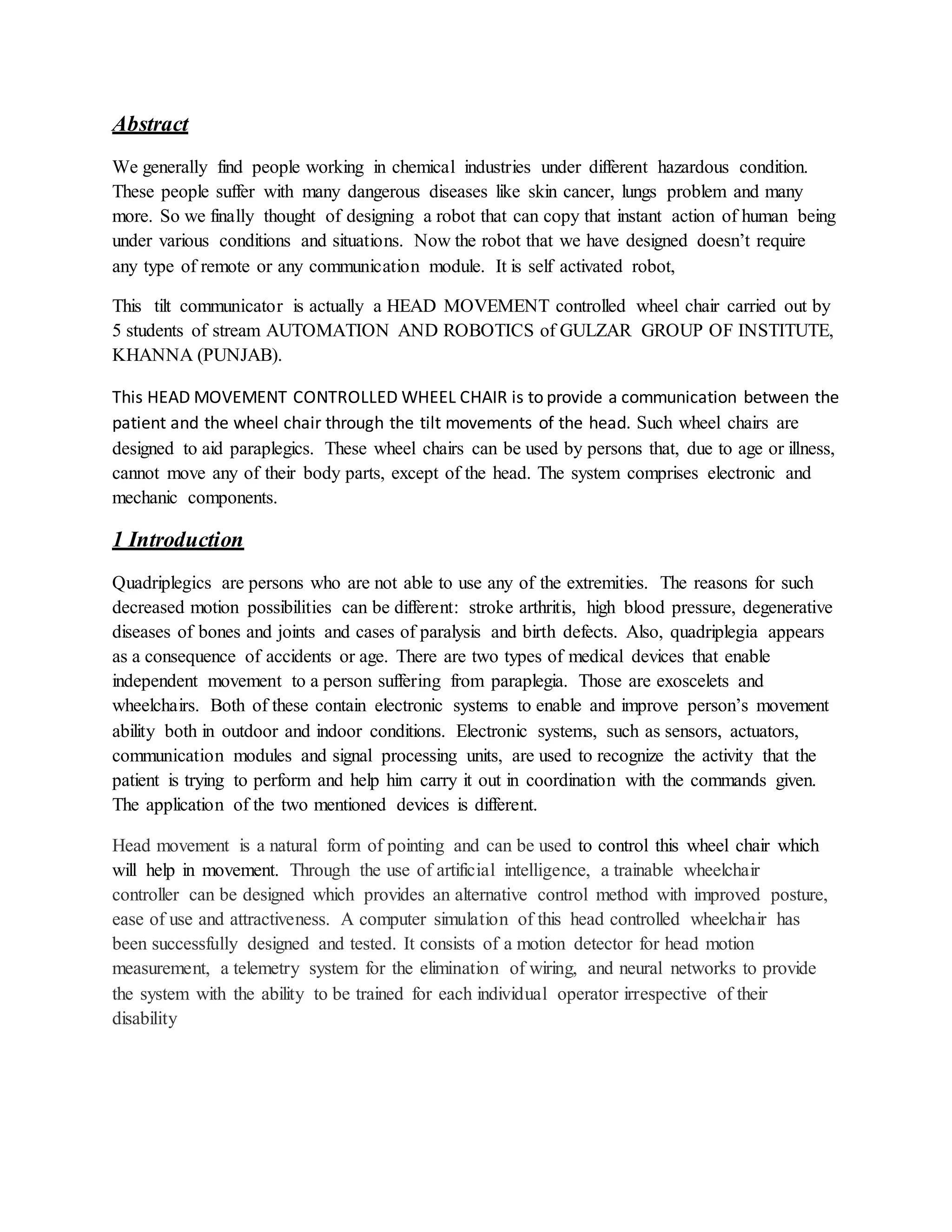 HEAD MOVEMENT WHEEL CHAIR | DOCX