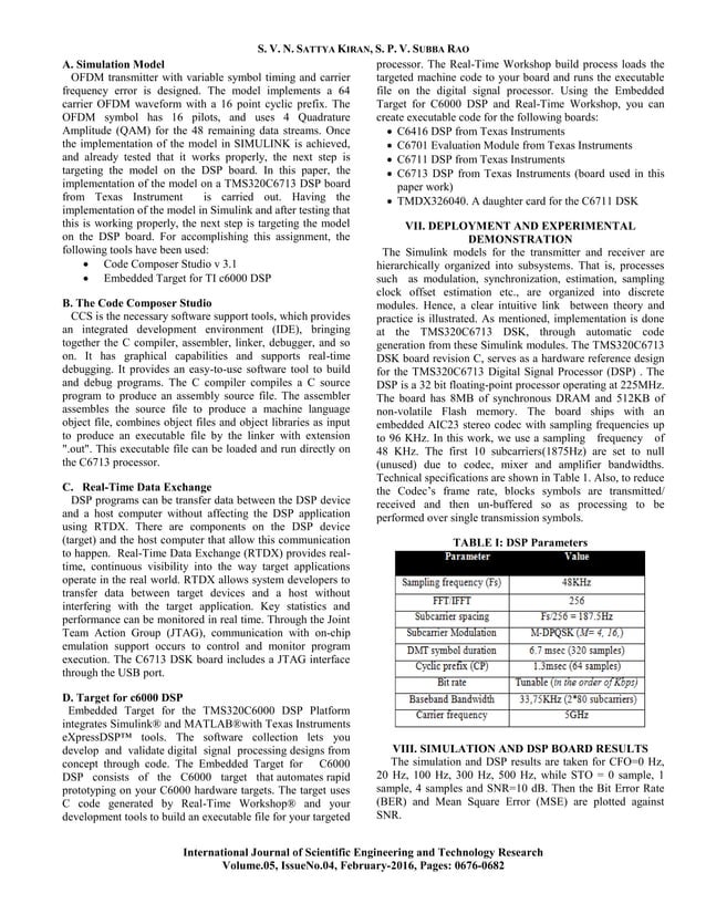 Implementation of SISO-OFDM Transmission using MATLAB on DSP Processor | PDF