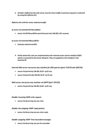 CIsco ACL- Network and host security | PDF