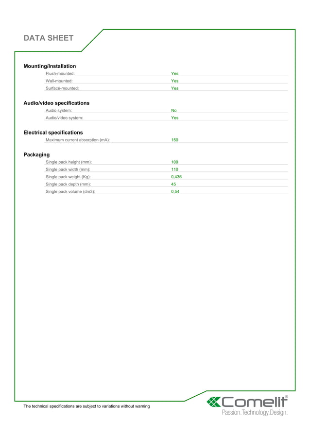 Comelit 32681 Data Sheet | PDF | Consumer Electronics | Technology ...