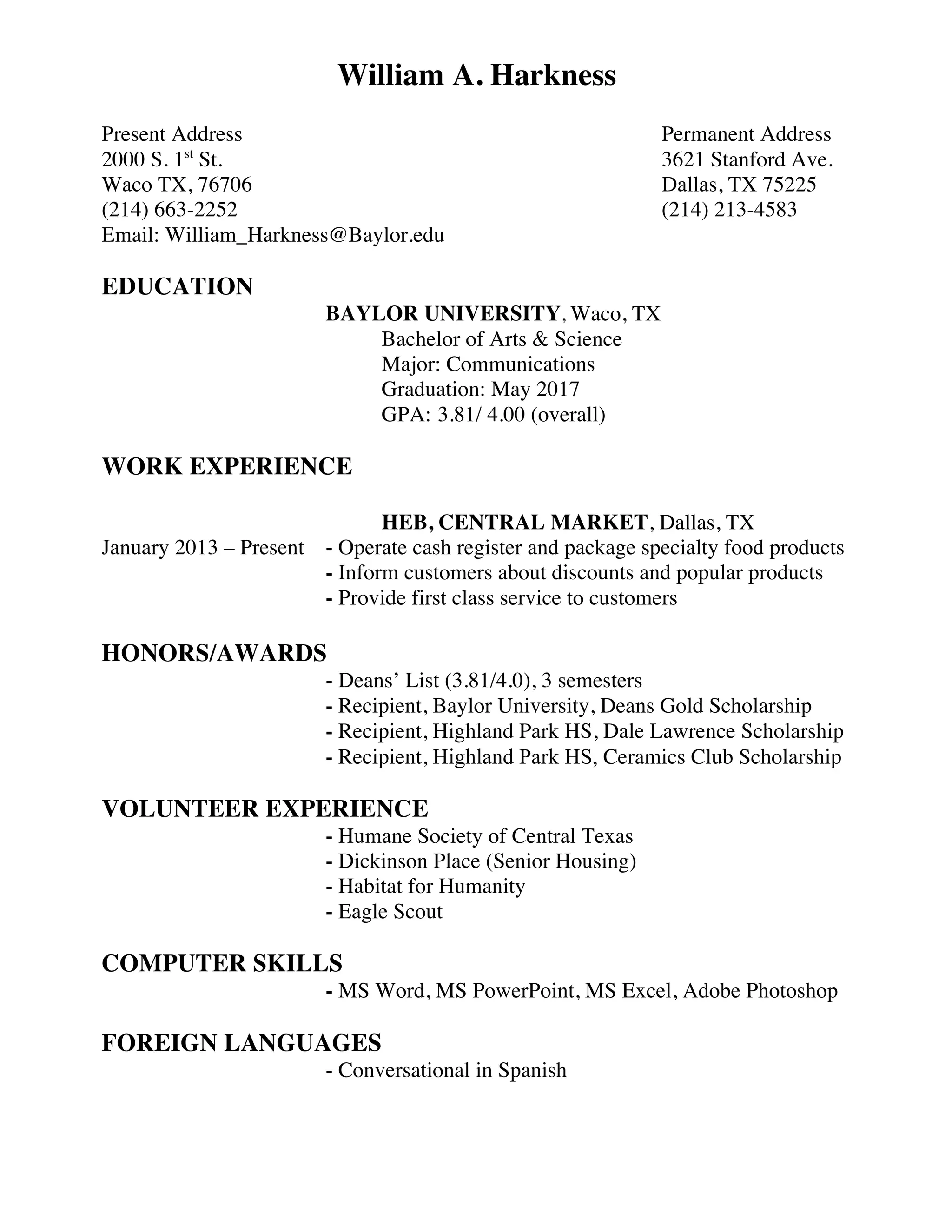 William Harkness Resume | PDF