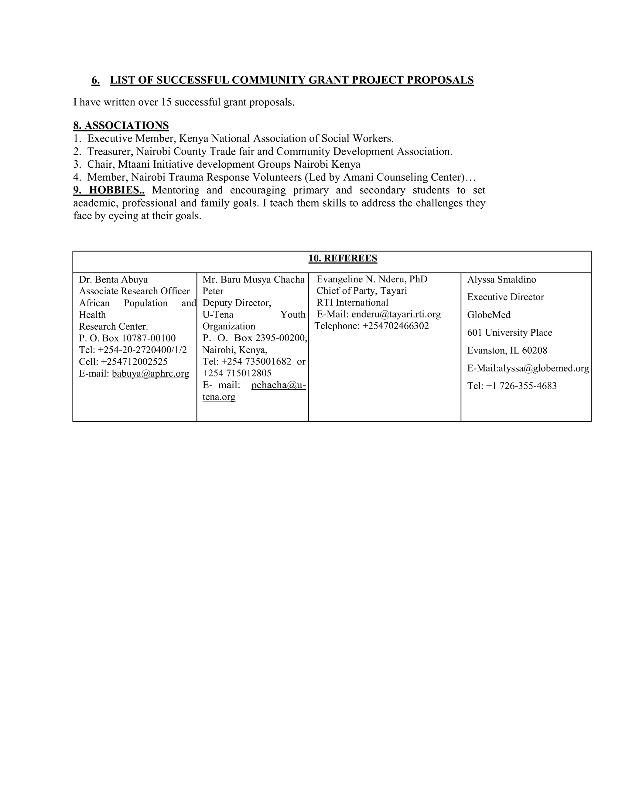 CURRICULUM VITAE Mokaya Onchuru Mokaya | PDF | Professional School | Postgraduate Education