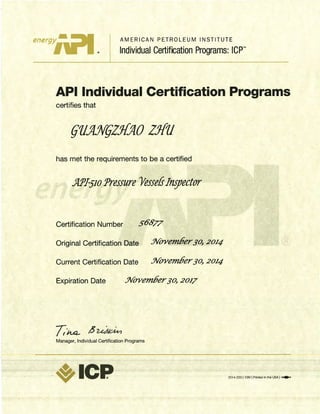 API 510 Certificate | PDF