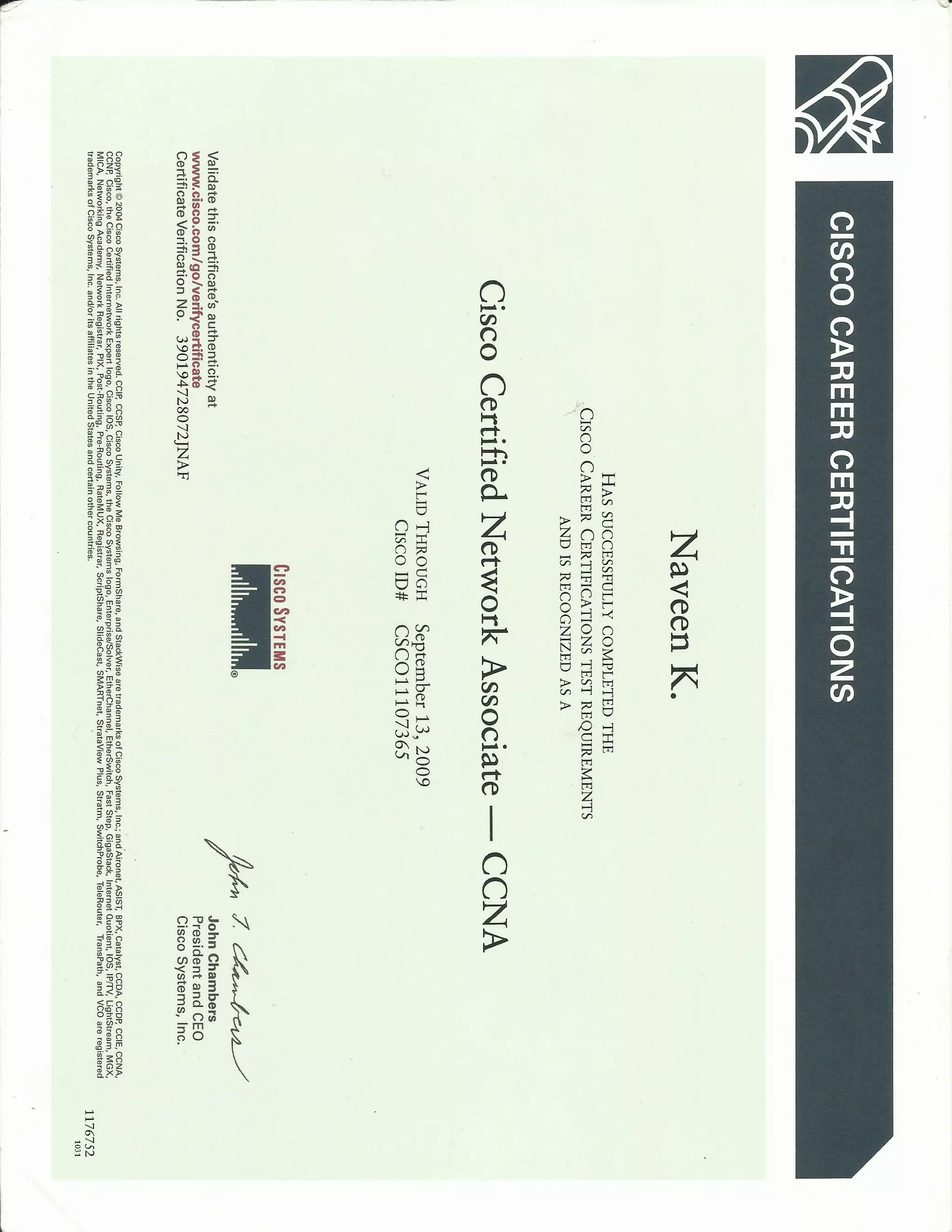 CCNA Certificate | PDF