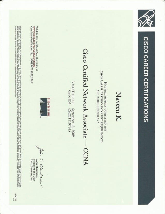 CCNA Certificate | PDF