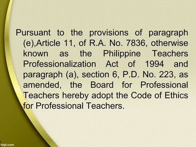Code of Ethics for Professional Teachers-Philippines.ppt | Professional ...